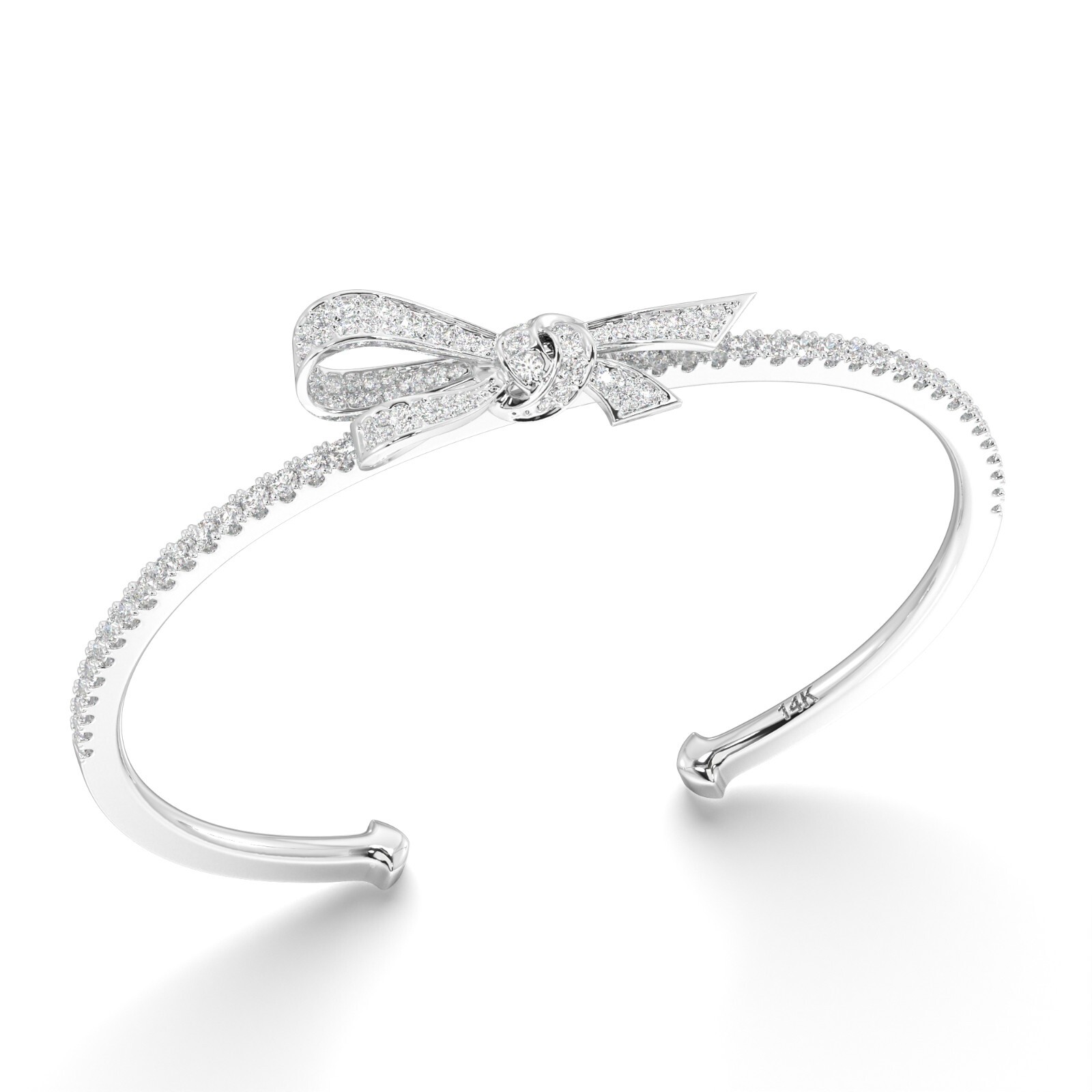 Ribbon Bow Bangle Bracelet /14K Gold /Natural Diamond | eBay