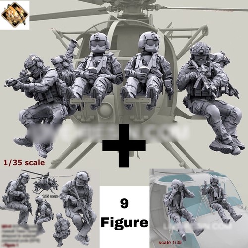 1/35 Resin Model Kit Helicopter Crew 9pcs US Modern Soldiers (No Plane ...