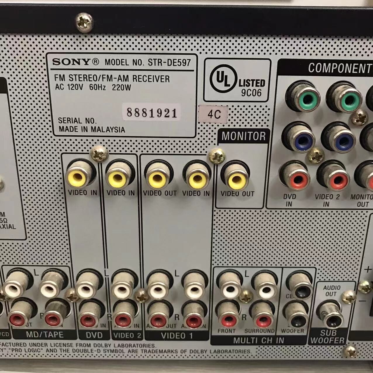 Sony STR-DE597 6.1 Channel Home Theater Stereo Receiver w Remote bundle ...