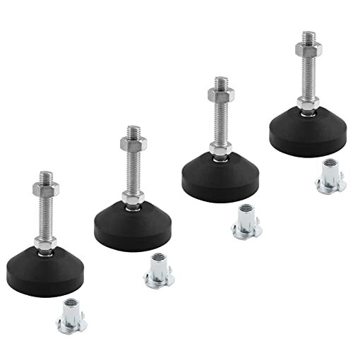 4 Pcs M10 Leveling Feet with T-Nut Anti Skid Threaded Rubber Feet ...
