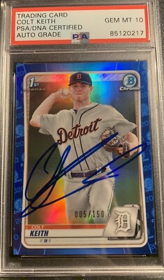 COLT KEITH Signed 2020 BOWMAN CHROME DRAFT 1ST #BD-54 Psa 10 Auto Blue ...