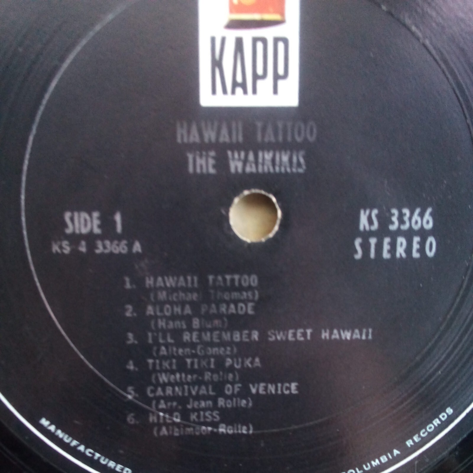 The Waikikis - Hawaii Tattoo, 1965 Kapp Records (KS-3366) vintage vinyl ...