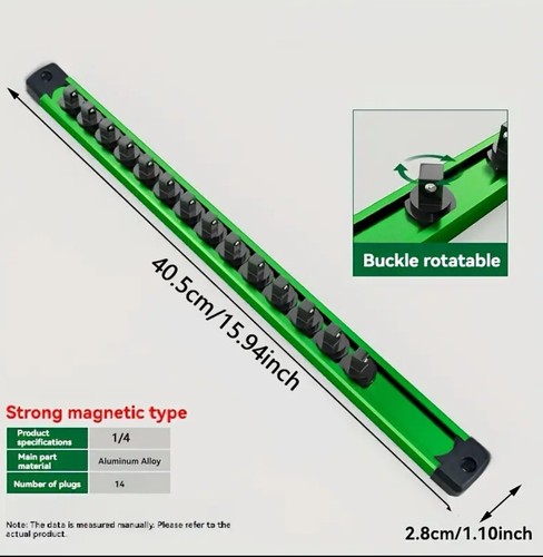 Magnetic Socket Organizer- 1/4 Drive Heavy Duty Socket Holder Rail - 14 ...