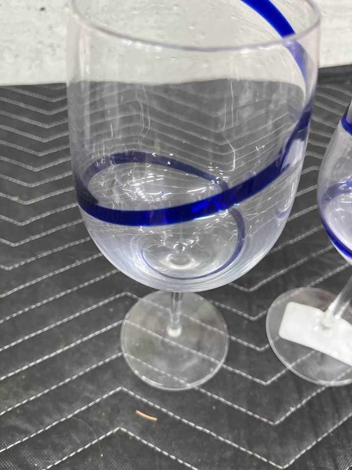 2 Pier 1 Swirline Cobalt Blue Swirl Wine Water Goblets 9” | eBay