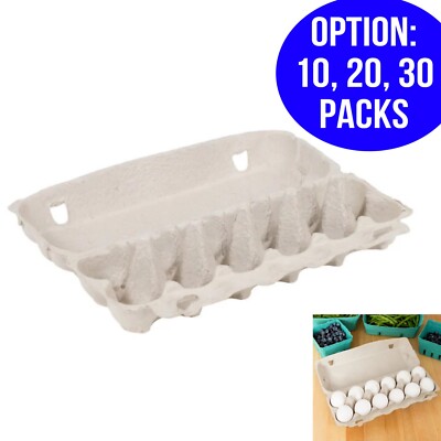 Blank Natural Pulp Egg Cartons | Holds 12 Eggs - Pack of 10, 20, or 30 ...
