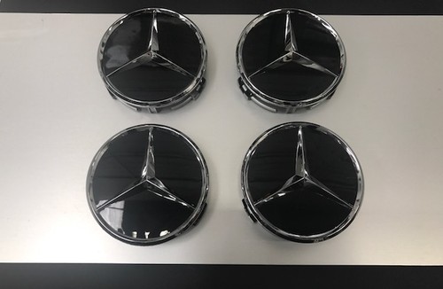 Genuine Mercedes Benz Gloss Black Alloy Wheel Centre Hub Caps x 4 ...