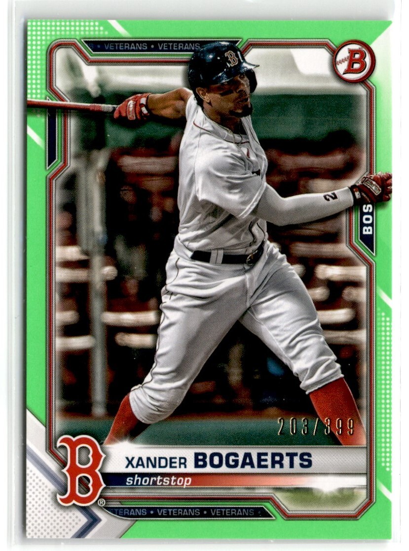 2021 Bowman Neon Green Paper Parallel Xander Bogaerts /399 #34 Boston ...