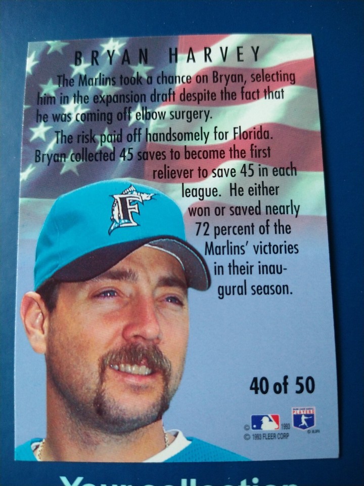 1994 Fleer All Star Insert Bryan Harvey #40 Florida Marlins | eBay