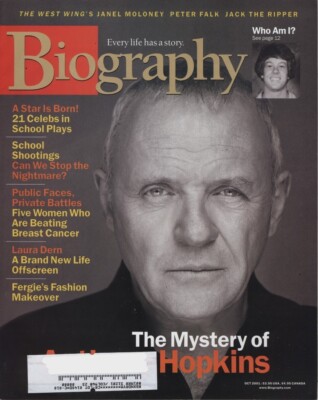 BIOGRAPHY Magazine; Oct '01; Anthony Hopkins, Janel Moloney, Laura Dern ...