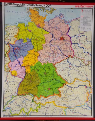 Vintage Mural Pull-Down Map Germany BRD / DDR Wall Chart Poster | eBay