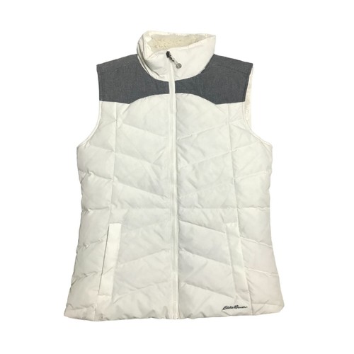 Eddie Bauer EB 650 Womens Size Small White Gray Down Vest W/ Pockets | eBay