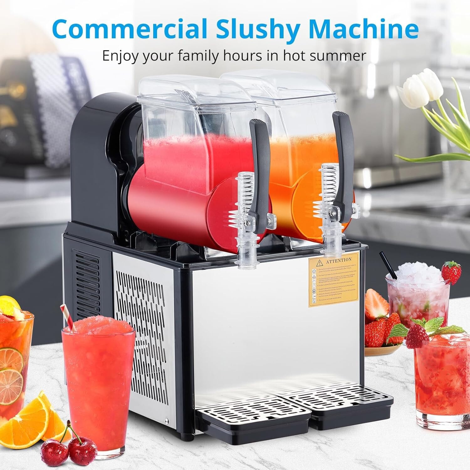 Commercial Slushy Machine Smoothie Maker 4Lx2 Frozen Drink Daiquiri ...
