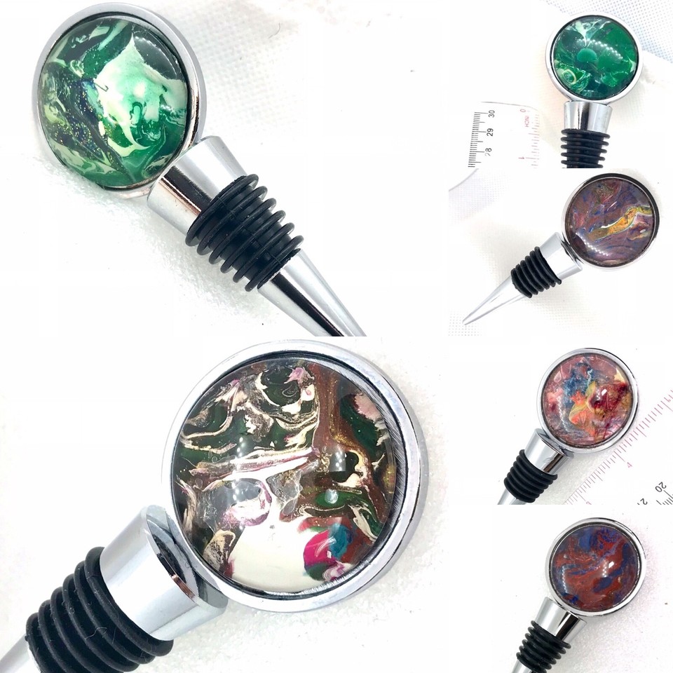 Handmade Hand painted Wine bottle stoppers unique gift ideas wearable ...