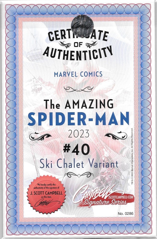 AMAZING SPIDER-MAN #40 J SCOTT CAMPBELL SIGNED TRADE VARIANT COA NM SKI ...