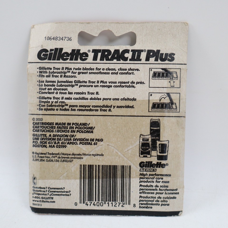 Gillette TRAC II Plus Mens Razor Blade Refills, 10 Cartridges NEW ...