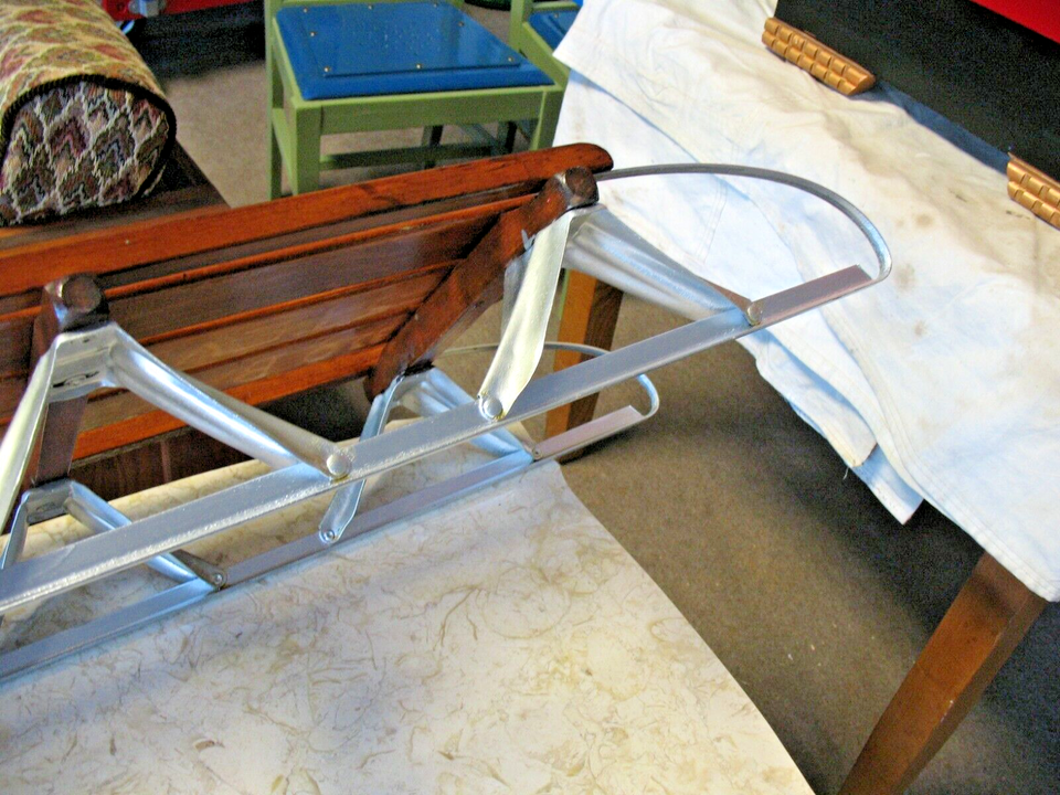 VINTAGE SILVER STREAK 1950's SNOW SLED 52'' RESTORED TO ORIGINAL COND ...