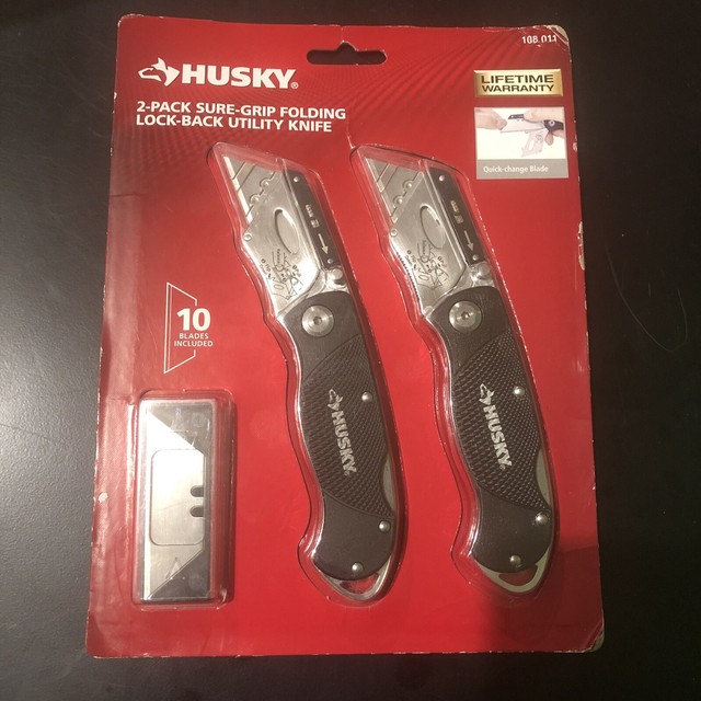 5x Husky Folding Utility Knife Lock-back Razor Blade With Belt Clip for ...