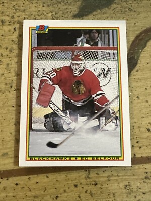 Vtg 1990-91 Bowman #7 ED BELFOUR RC Blackhawks Sharks Stars Leafs G NHL ...