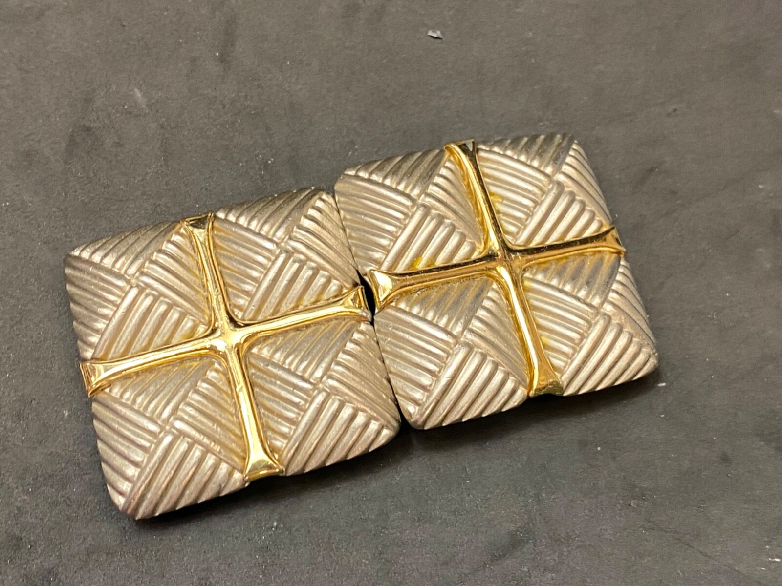 Vintage Two piece Interlocking two tone squares belt … - Gem