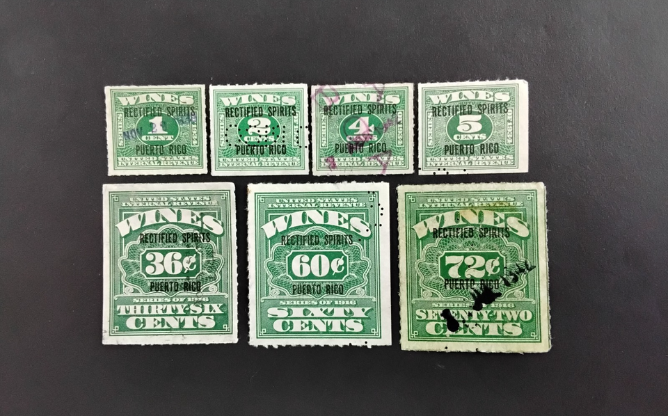 Puerto Rico Revenue Stamp Mix WINES Series 34 & 16 - 'Goòd Used ...