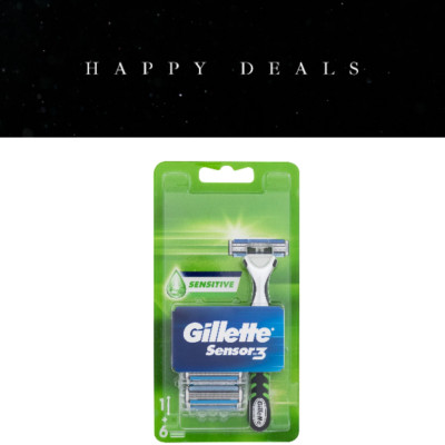 Gillette Sensor Razor Handle With 6 Sensor 3 Sensitive Cartridges | eBay UK