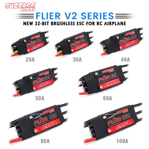SURPASSHOBBY Brushless ESC 20A 40A 60A 80A 100A 2-6S for RC Fixed-wing ...