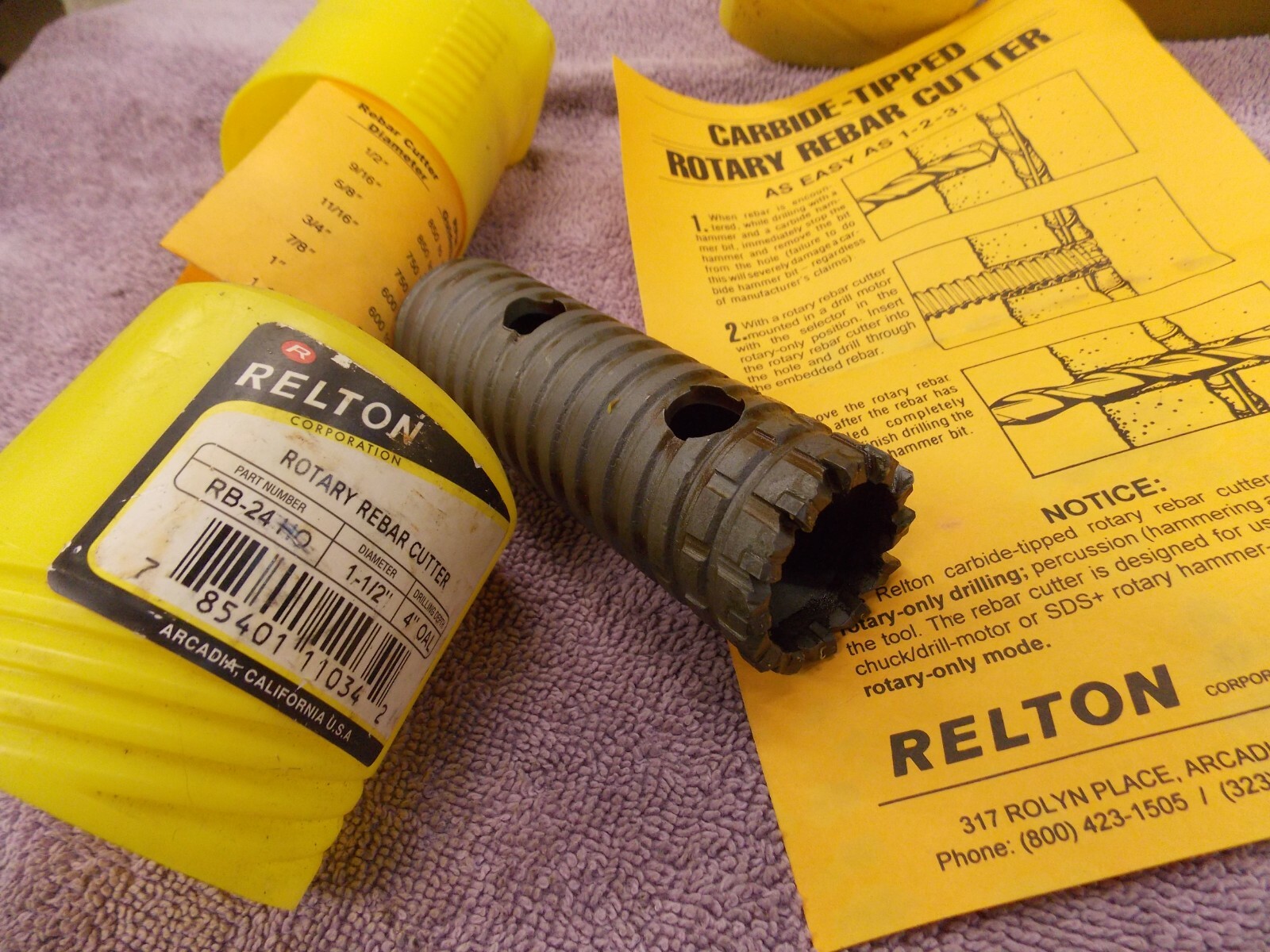 Relton Rotary Rebar Cutter RB-24 HO 1-1/2" 4" Many Sizes Avail FREE ...