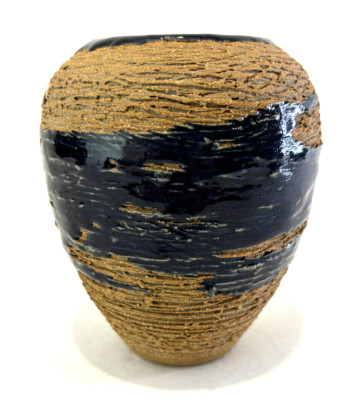 DirtWorks Signed Dan Triece North Carolina Pottery 6” Blue Tan Bud Vase ...