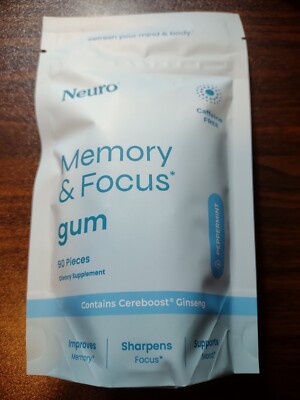 Neuro Memory & Focus Gum (90 Pieces) - Decaf & Sugar Free with American ...