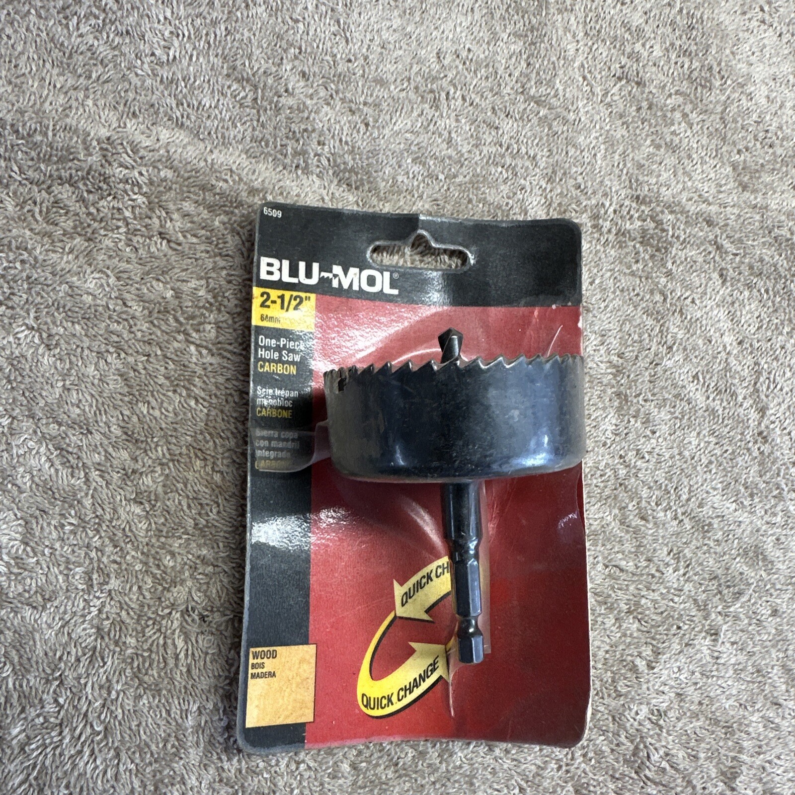 BLU-MOL Quick Change 2 1/2” (64mm), One Piece Wood Hole Saw Carbon New ...