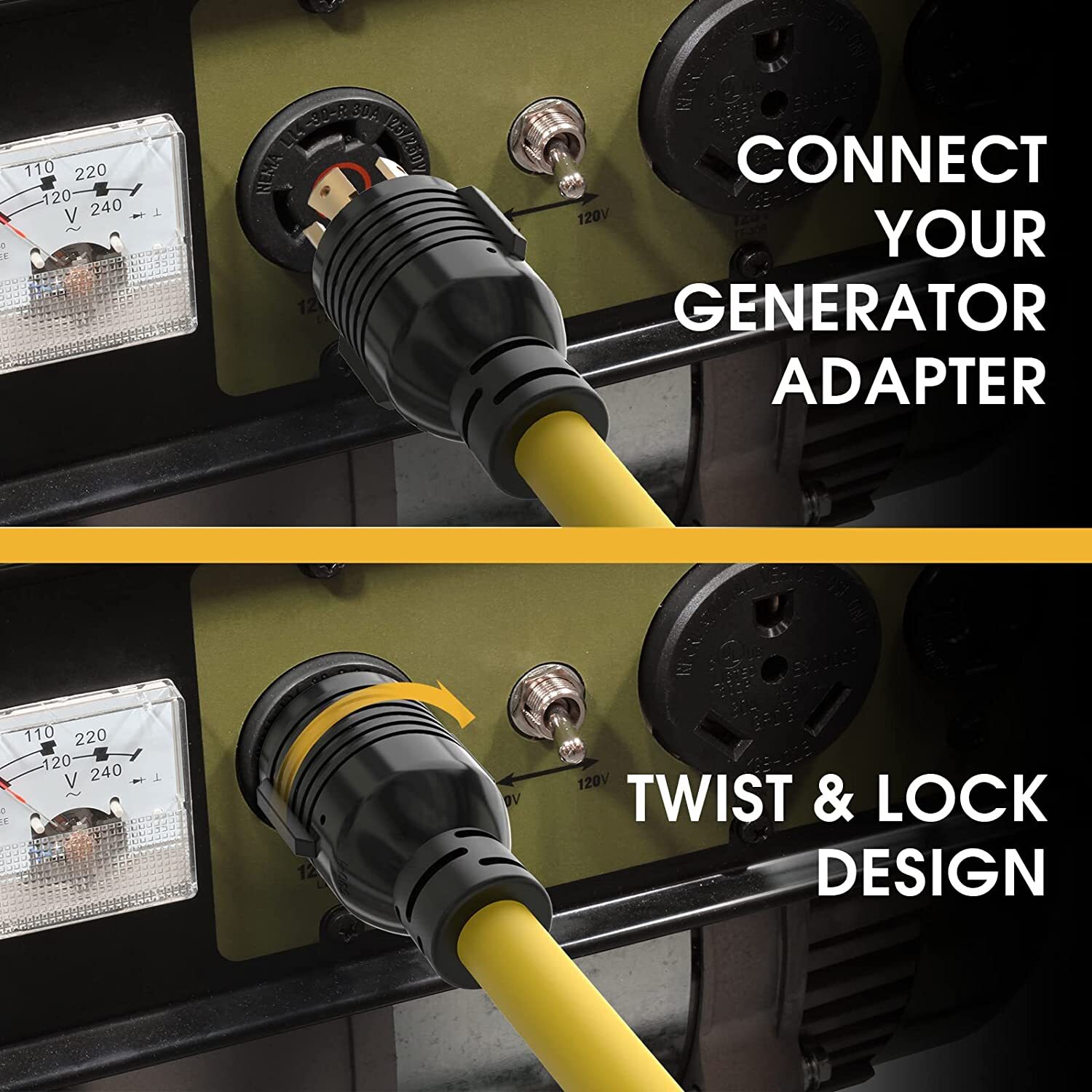 25Ft 10 Gauge Power cable Generator Extension Cord/Adapter L14-30P to ...