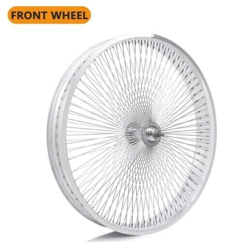 26"X3 Polished Fat Tires Rims 140 Spokes Wheel Set Coaster Brake 75mm ...