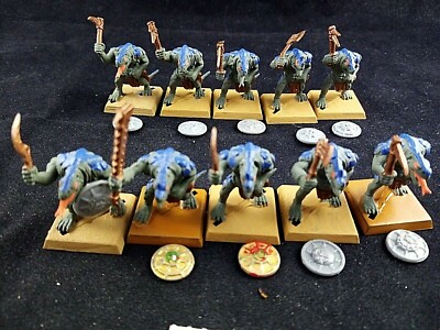 (B 4) Warhammer Lizardmen Saurus Warriors X 10 with shields and bases ...