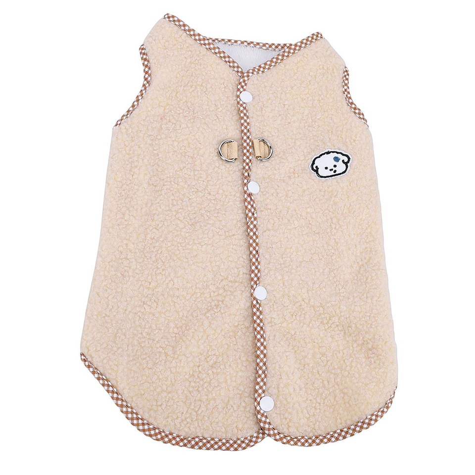 Dog Vest With Snap Buttons Plush Sherpa Lined Pet Clothing For Small ...