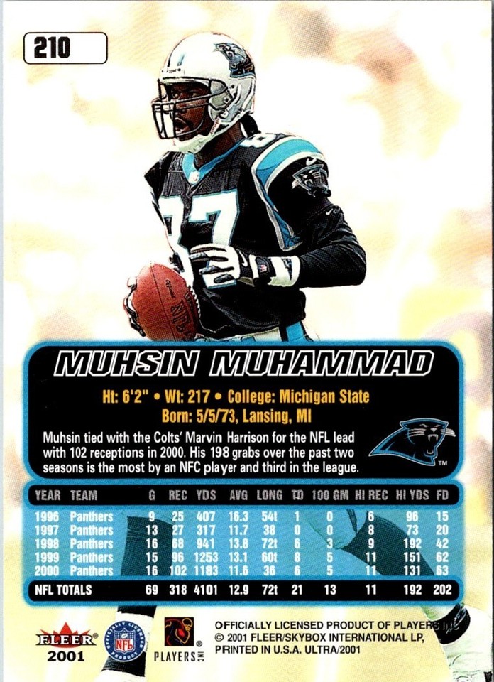 2001 Ultra Muhsin Muhammad #210 Carolina Panthers Football Card | eBay