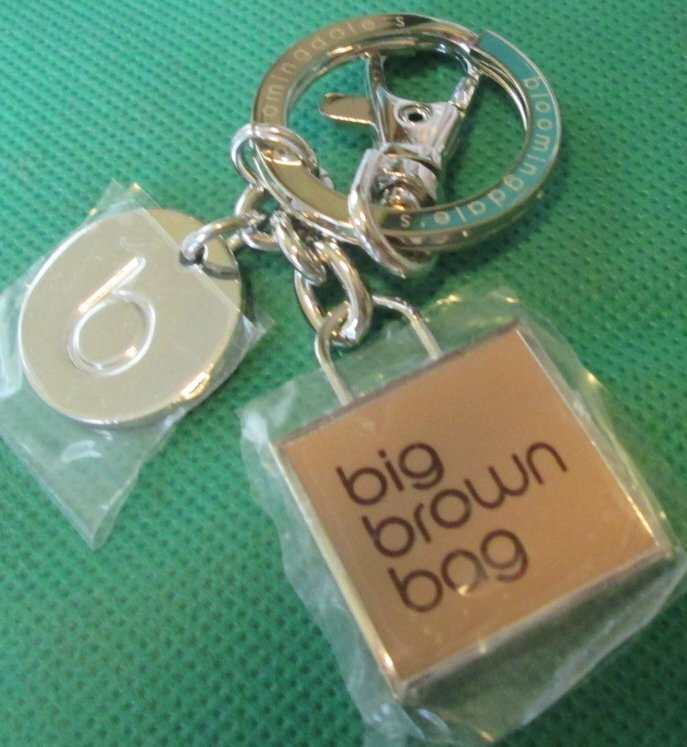 BLOOMINGDALE'S Miami BIG BROWN BAG metal charm keyring key chain ...