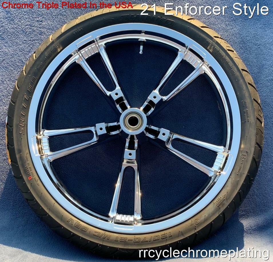 21" Chrome Enforcer Front Wheel W/ Tire Reinforcer 08-19 Road Glide ...