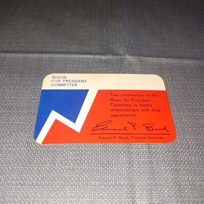 Vintage Original Nixon For President Committee Card, New Jersey. | eBay