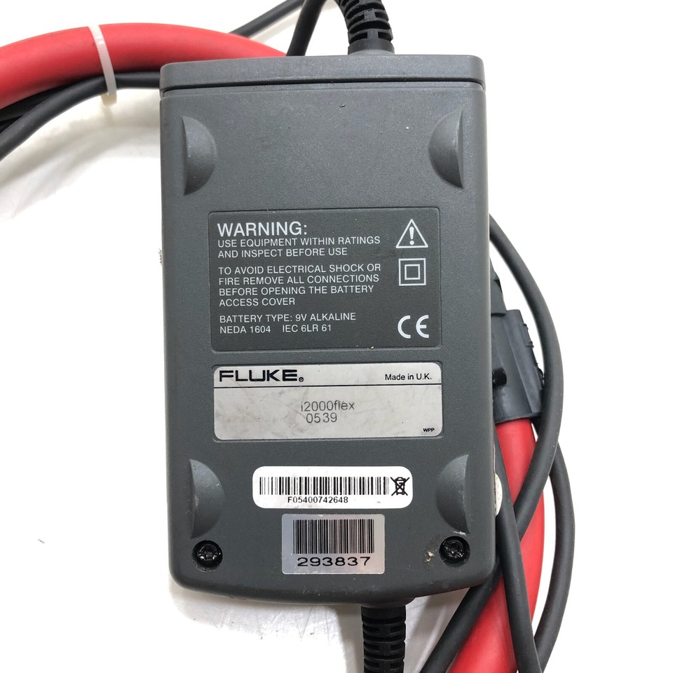Fluke i2000-Flex Flexible AC Current Probe Clamp w Dual Banana Plug ...