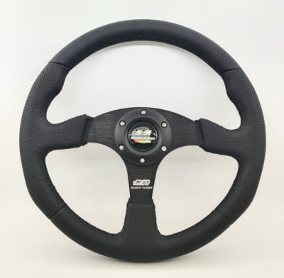 350mm Mugen Black Stitch Leather Flat Racing Steering Wheel For OMP Hub ...