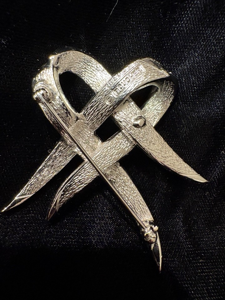 Vintage Marcel Boucher Signed Silver-Tone Double Ribbon Brooch #8953 ...