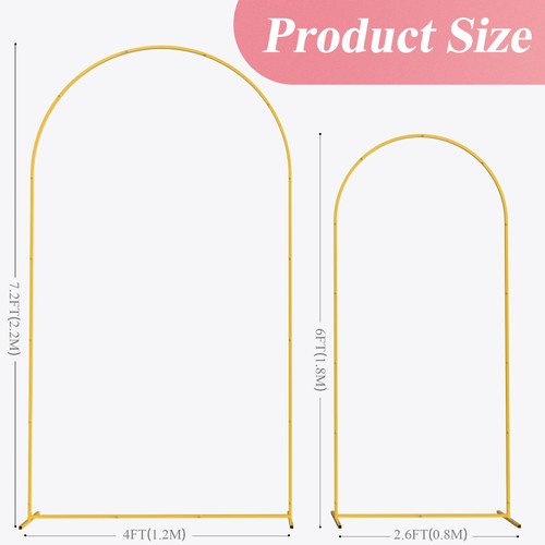 Metal Arch Backdrop Stand Set of 2 Gold Wedding Arch Stand 7.2FT & 6FT ...