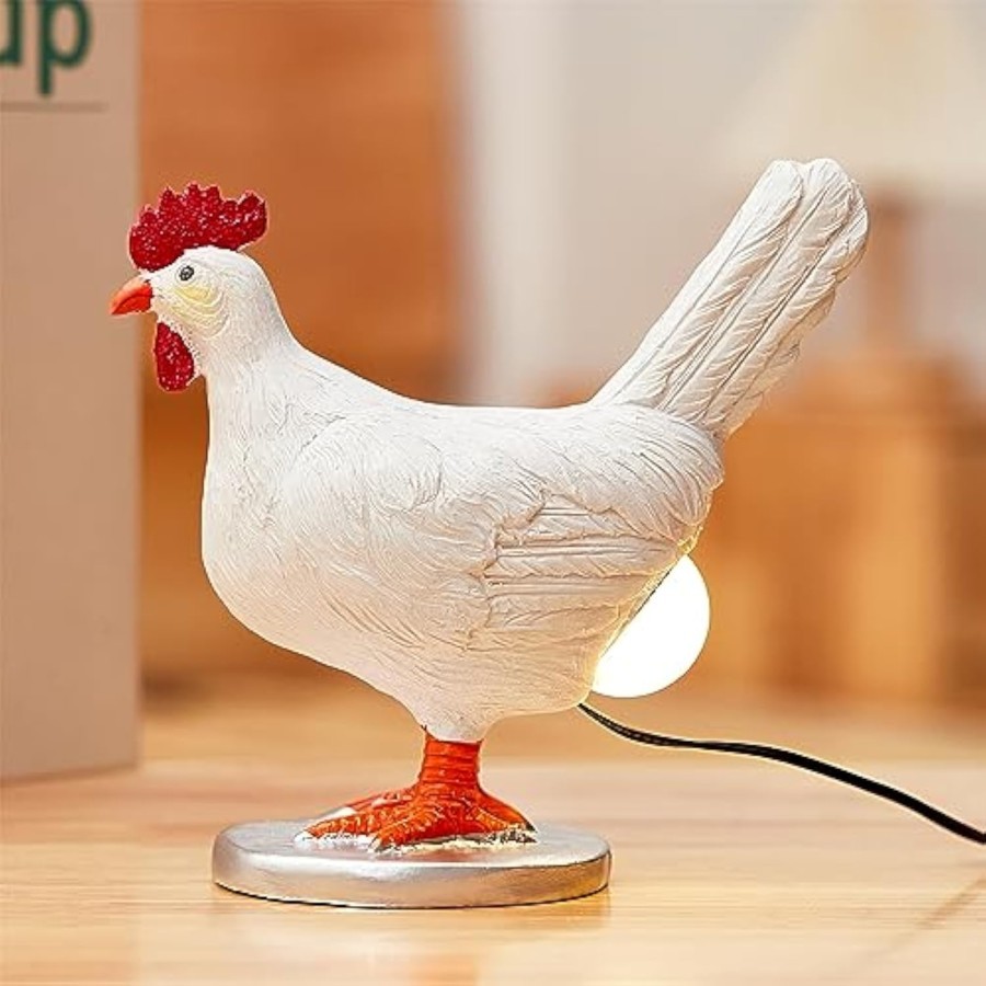 Funny Chicken Egg Lamp with LED Lifelike Chicken Night Light - USB Res ...