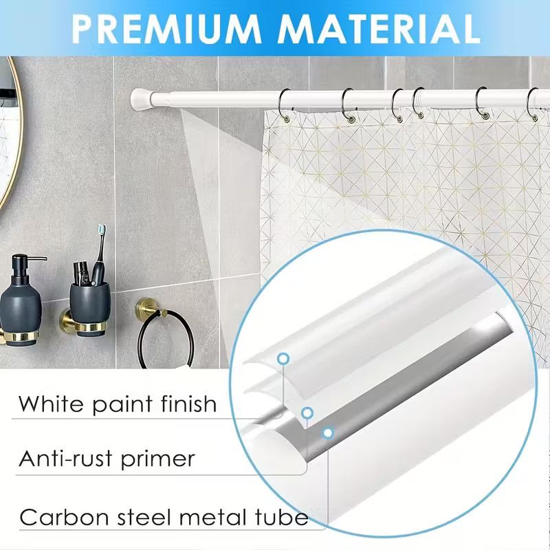 Spring Loaded Extendable Telescopic Net Voile Tension Curtain Rail Pole ...