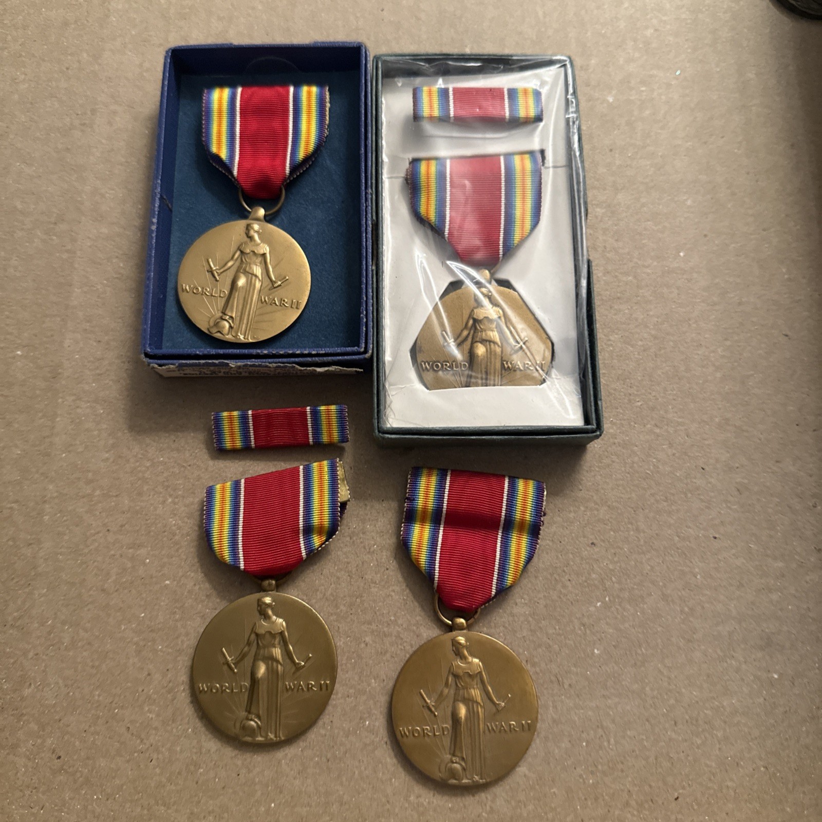 WW2 Military Campaign And Service Victory Ribbon Medal In Box Lot | eBay