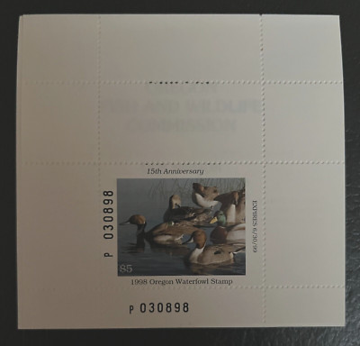 US State of Oregon 1998 Waterfowl Duck Stamp MINT nh XF/S (Pane of 1 ...