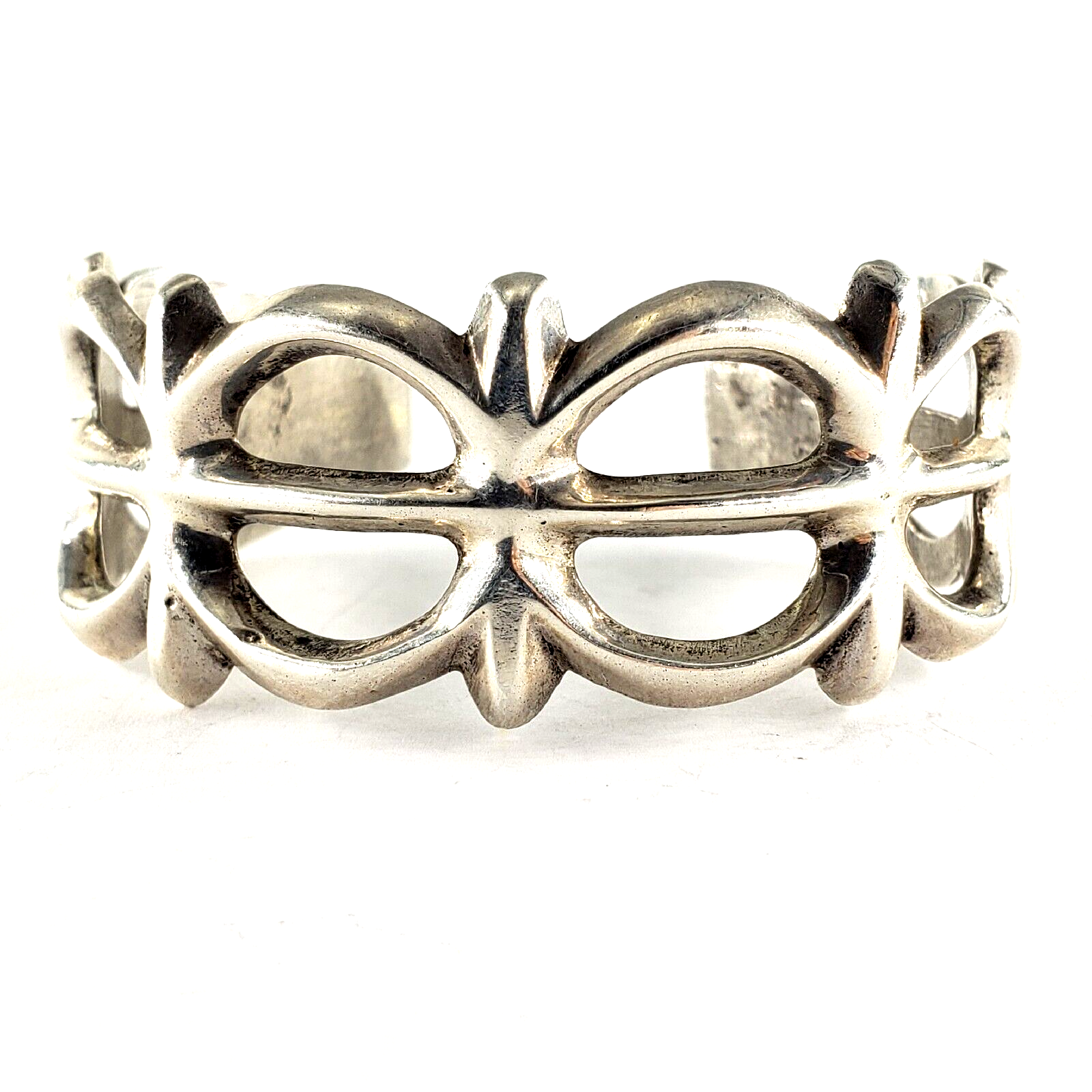 FRANCIS FL BEGAY Navajo SAND CAST Sterling Silver Cuff Bracelet 6" VTG ...