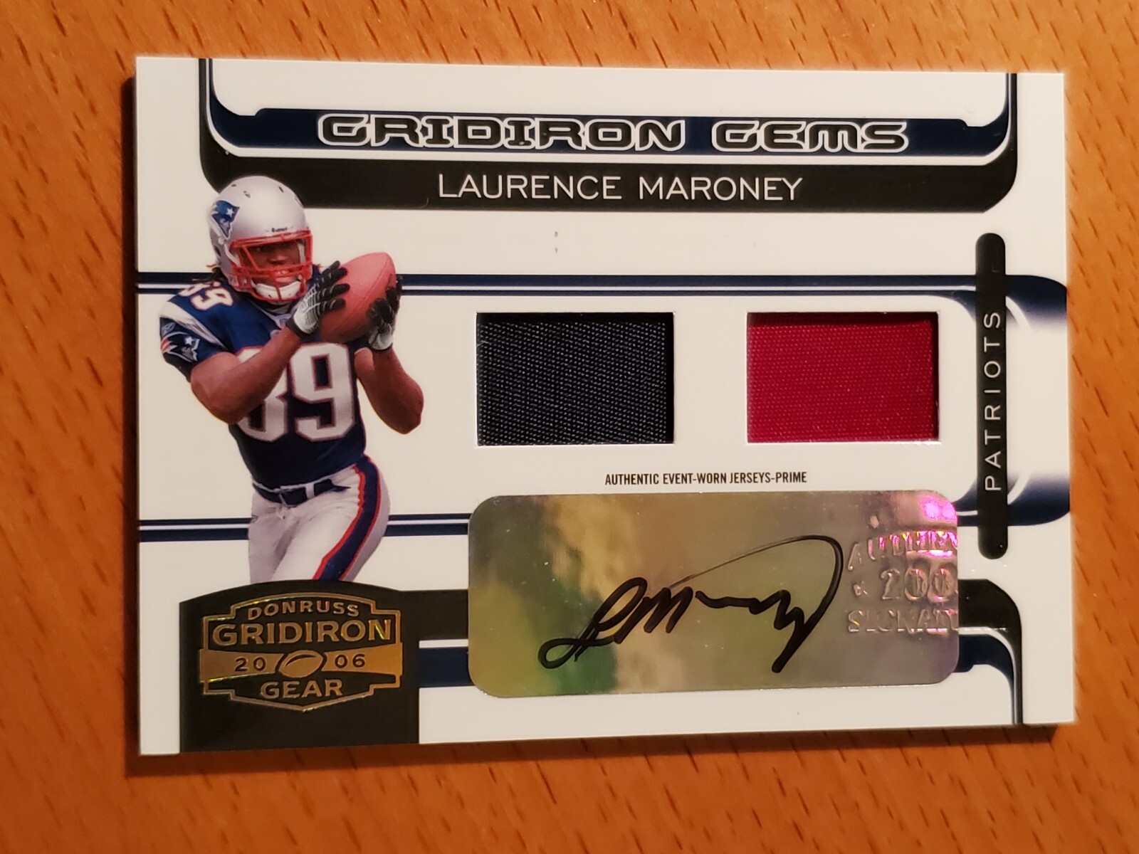 2006 Donruss Gridiron Gear Rookie Jsy Auto Laurence Maroney Patriots #'d 28/50 | eBay