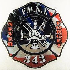 Reflective Fireman Sticker FDNY 343 for sale online | eBay