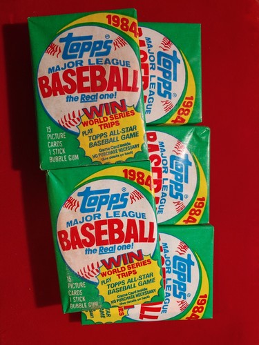 FIVE (5) 1984 TOPPS BASEBALL WAX PACKS UNOPENED FROM OPEN WAX BOX lot a ...